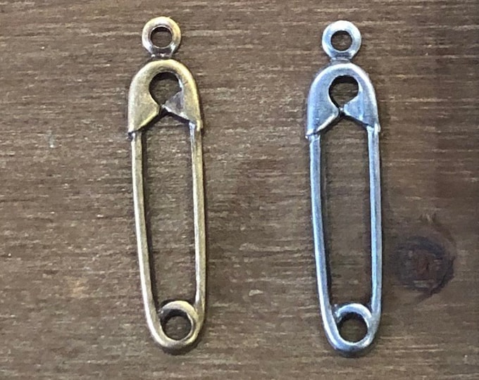 Safety Pin, Diaper Pin Stamping, Finding, Charm, Pendant, Solid Brass ...