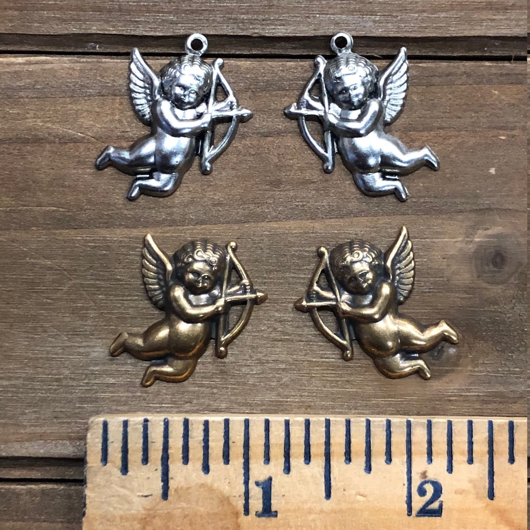 Pair of Cherubs With Bow and Arrow (set of 2) Stamping, Finding. Solid ...