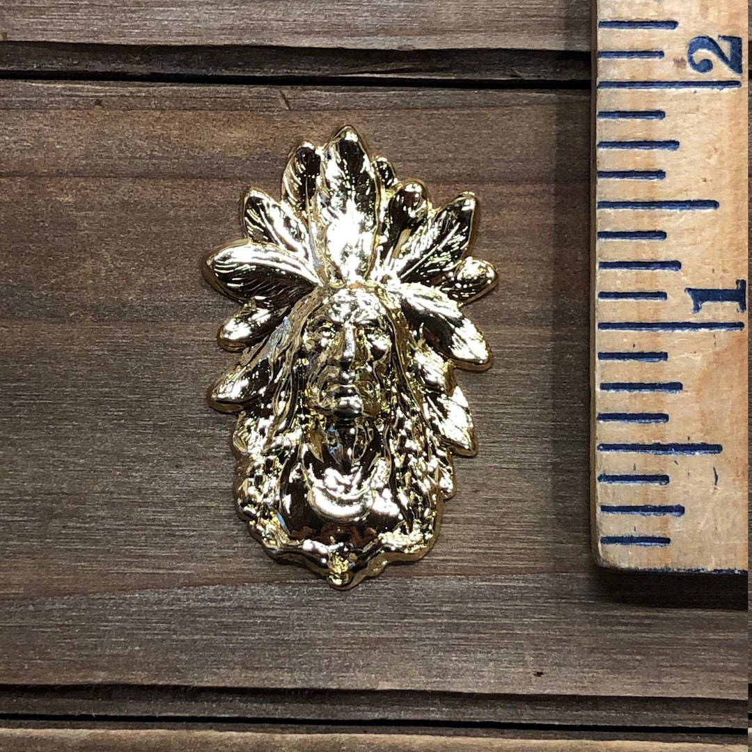 Native American, Indian Chief Stamping, Finding. Solid Brass, USA Made ...