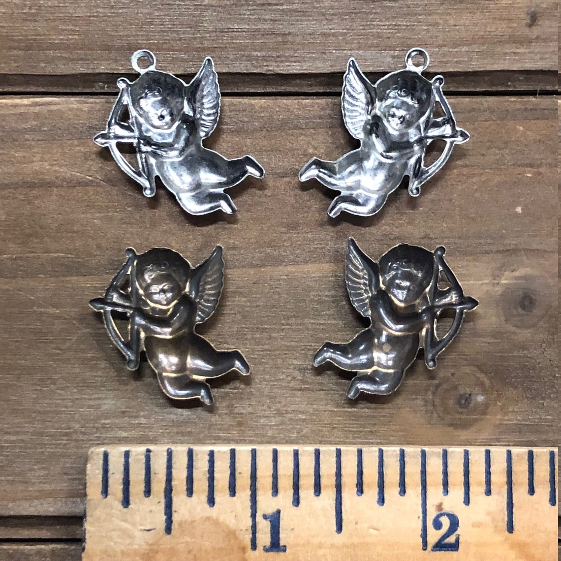 Pair of Cherubs With Bow and Arrow (set of 2) Stamping, Finding. Solid ...