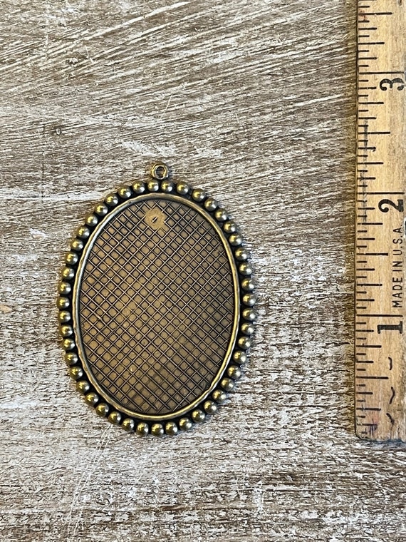 Large Brass Beaded Bezel Setting with a Loop Stamping | Etsy