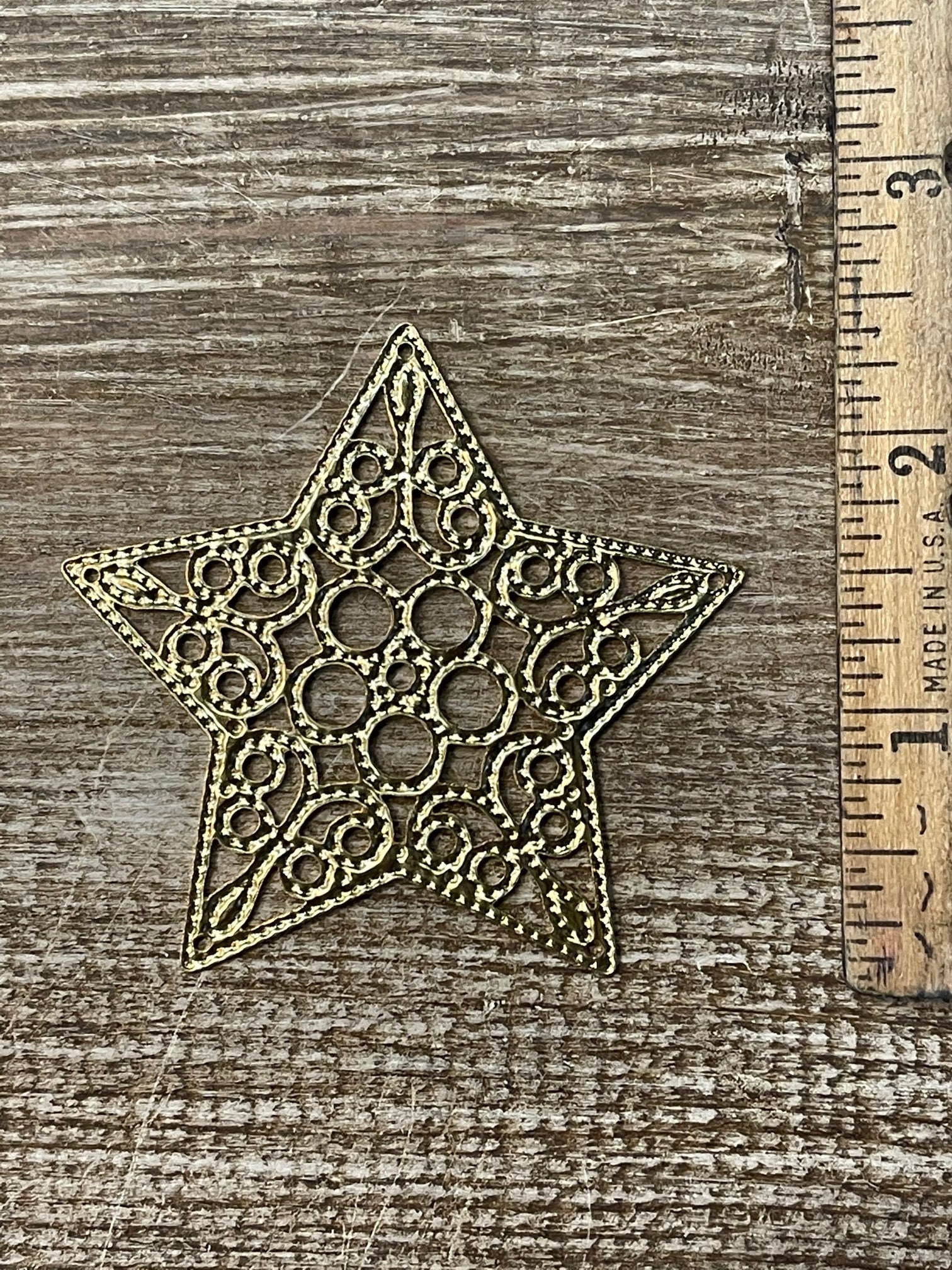 Large Gold Filigree Star Stamping, Finding. Solid Brass, USA Made. - Etsy