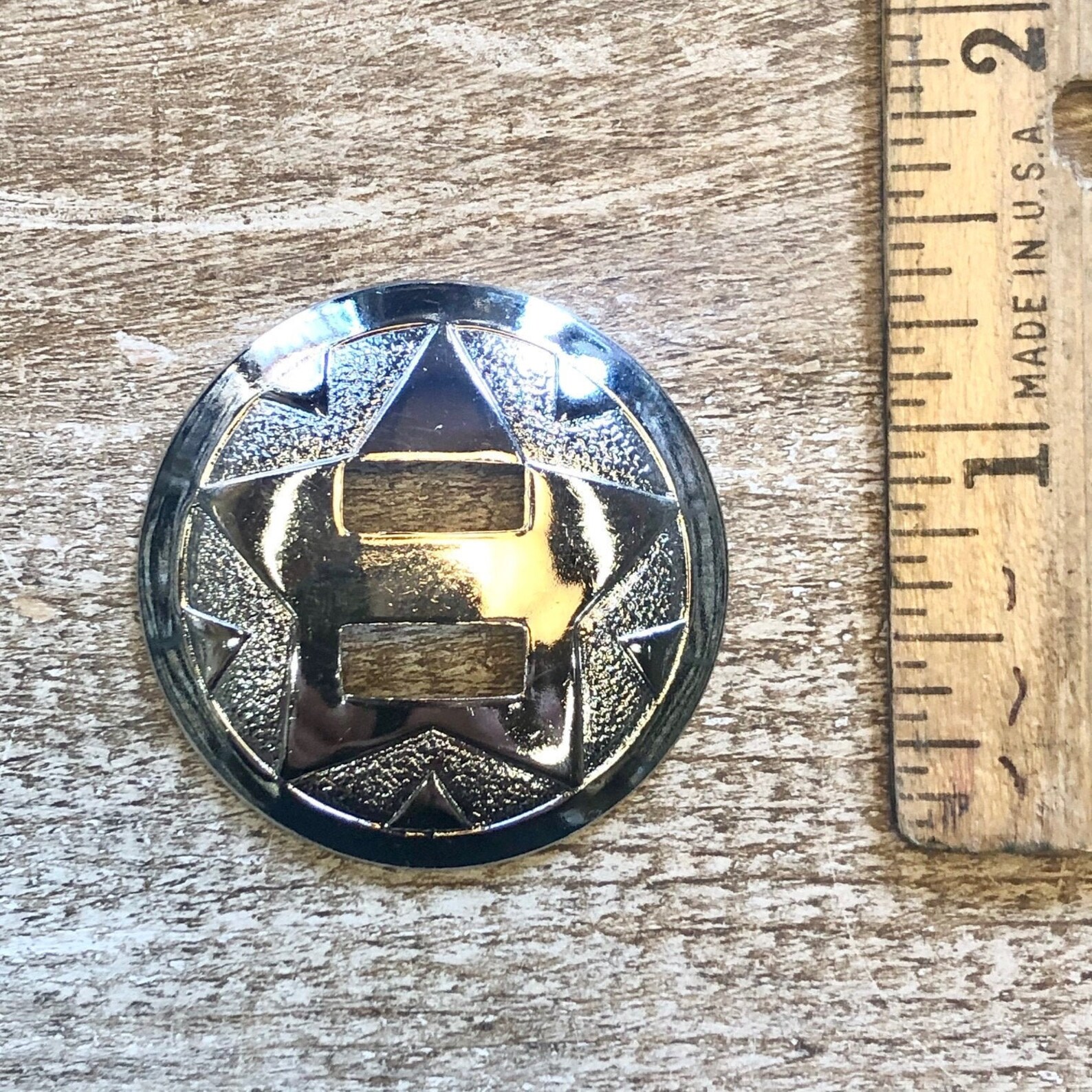 Large Silver Concho With Star Stamping Finding. Solid Brass - Etsy