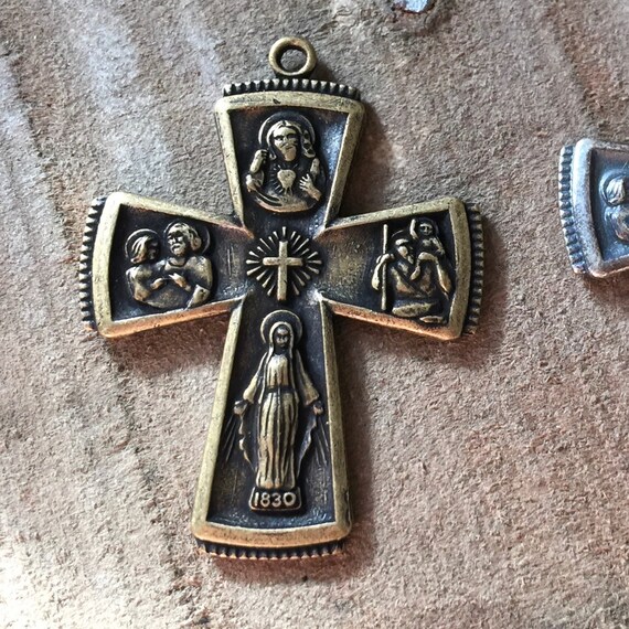 Four Way Medal Cross Catholic Stamping Finding Charm - Etsy