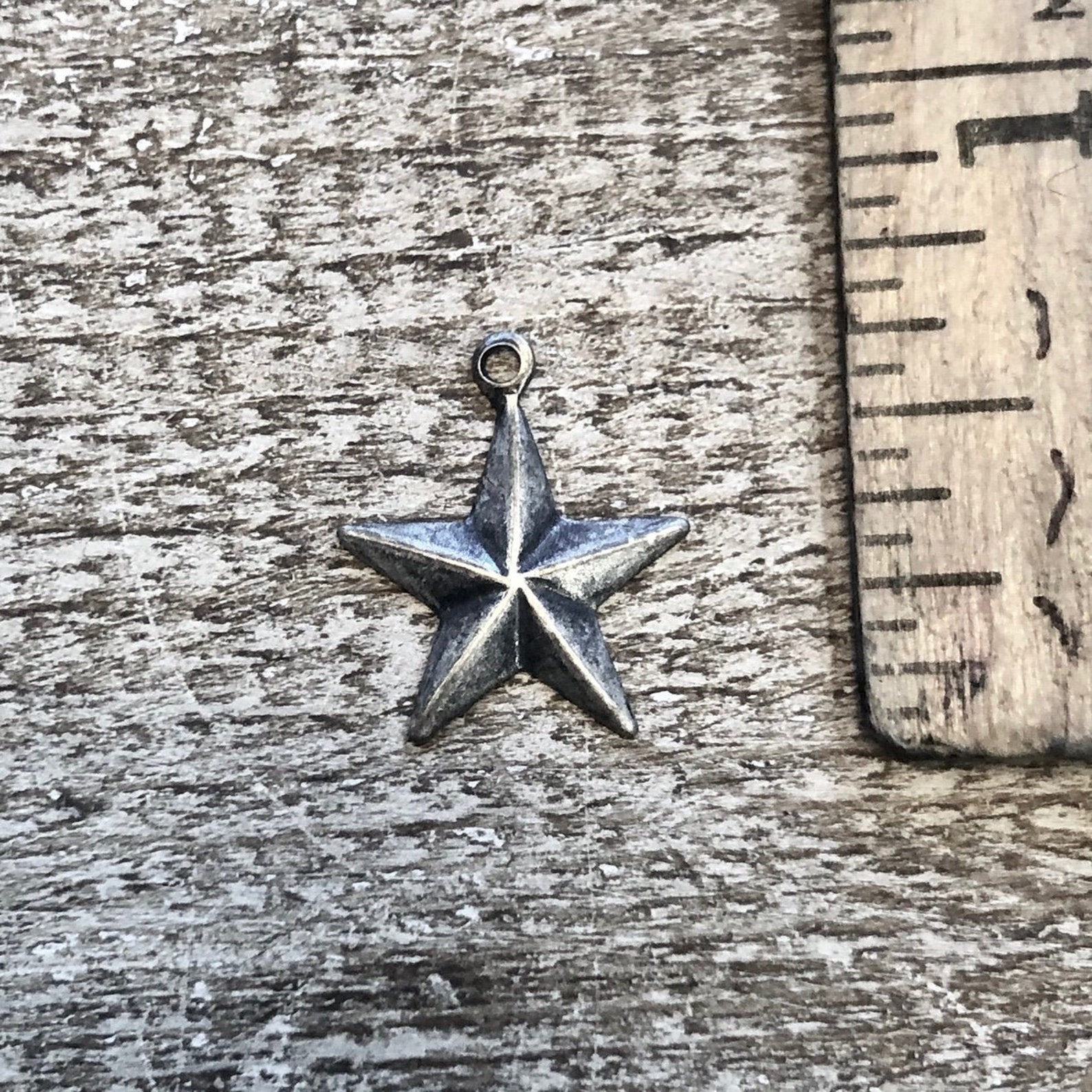 Very Small Silver Star With Loop Stamping, Finding. Solid Brass, USA ...
