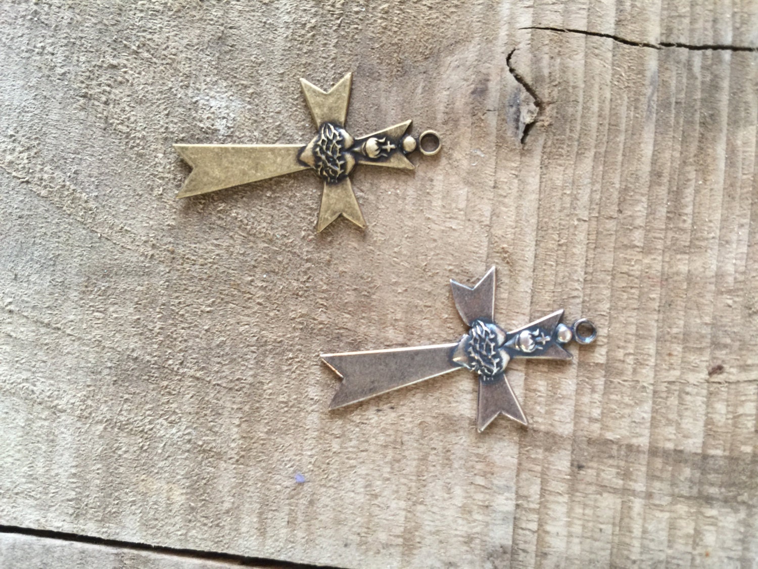 Sacred Heart Cross Stamping, Finding, Charm, Pendant, Solid Brass, USA ...