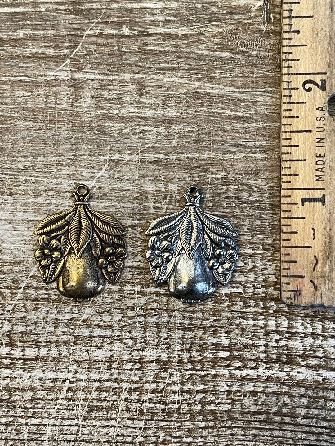 Floral Jackfruit Pear Flower Stamping, Finding. Solid Brass, USA Made ...