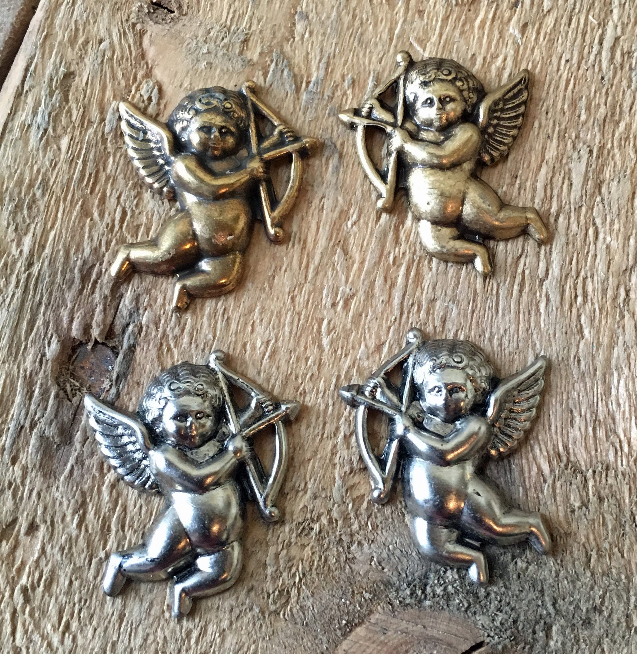 Cherub, Cupid, Angel With Bow & Arrow, Pair. Stamping, Finding, Charm ...