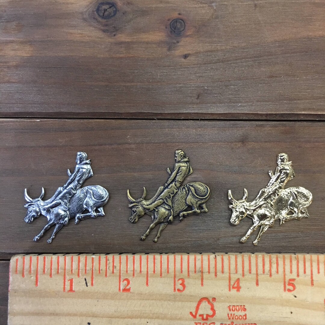 Cowboy Roping Riding Wrangling Steer Stamping, Finding. Solid Brass ...