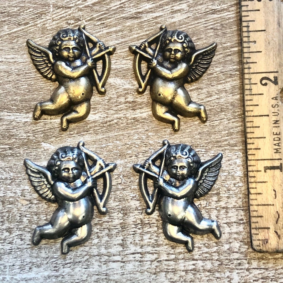 Pair of Cherubs With Bows and Arrows Stampings, Findings. Solid Brass ...