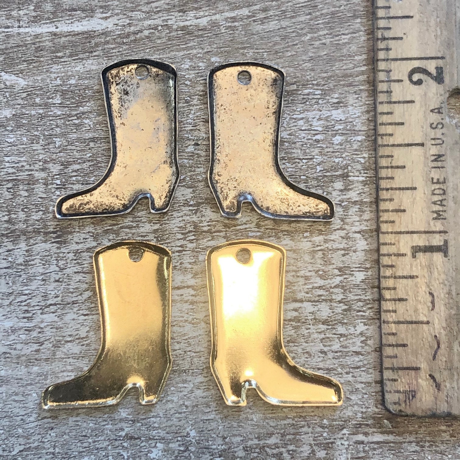 Pair of Cowboy Boots Stamping Finding. Solid Brass USA Made. - Etsy