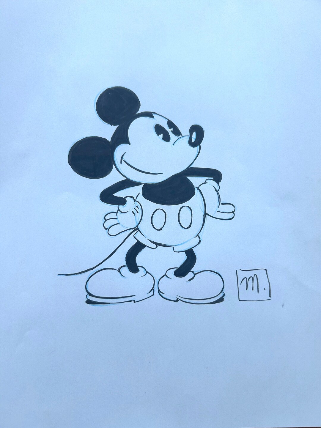 Mickey Mouse Ink Drawing - Etsy