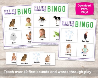 My First Sounds and Words Flashcards-set 1 - Etsy