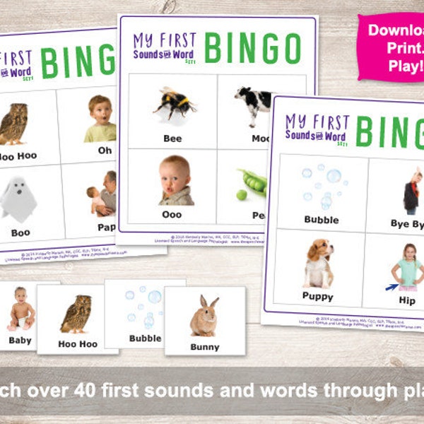 My First Sounds and Words Flashcards-set 1 - Etsy