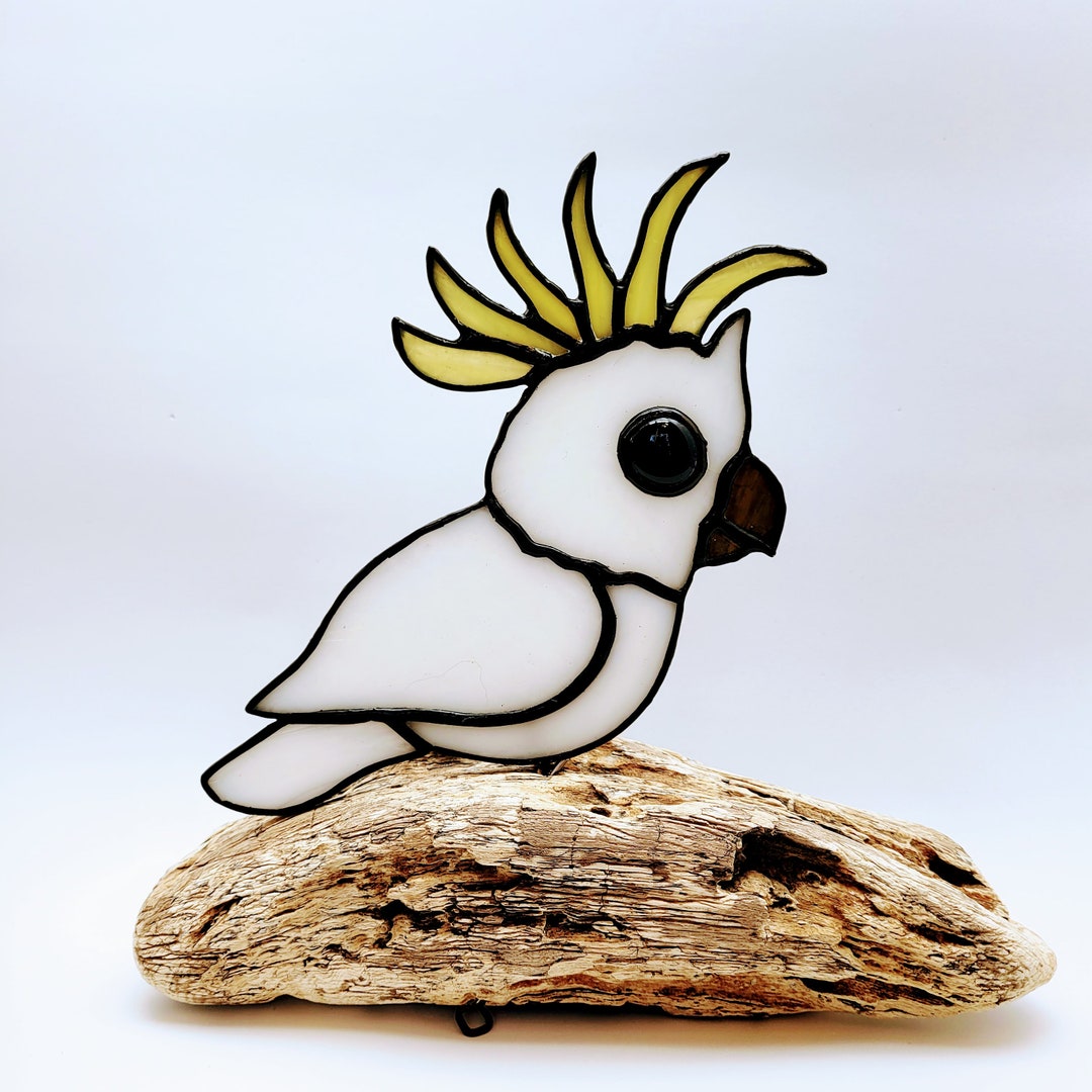 Handcrafted Stained Glass Cockatoo on Chesapeake Driftwood - Etsy
