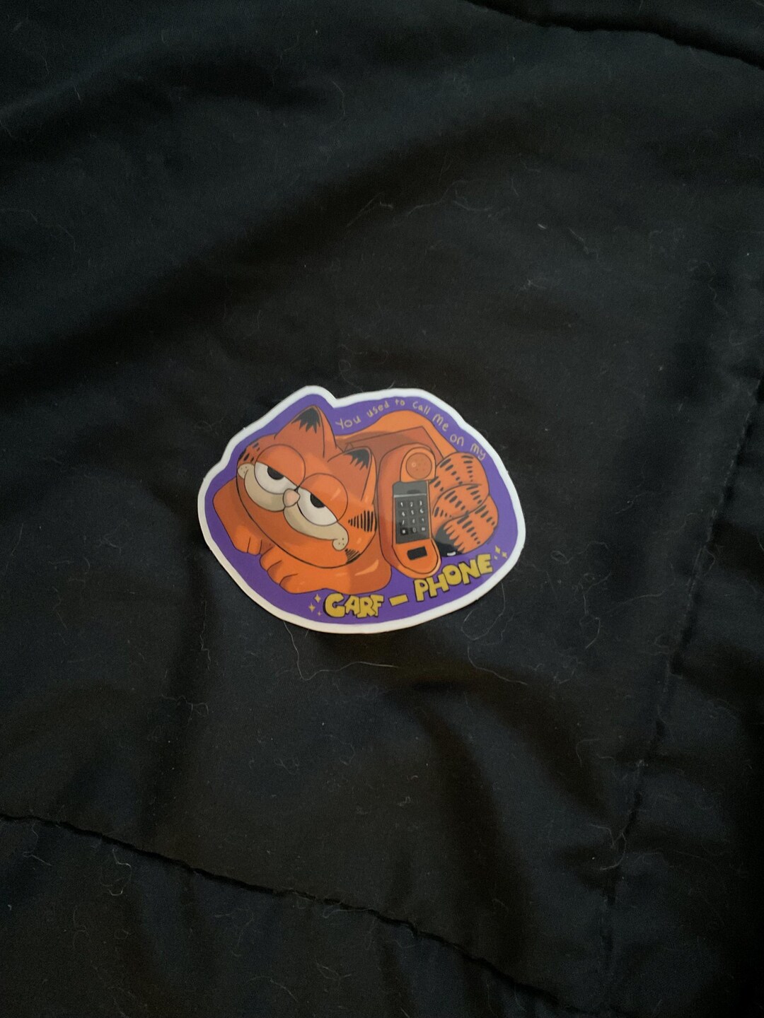 Purple Retro 80s Garfield Phone Sticker - Etsy