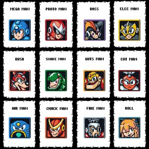 Mega Man Mugshot Magnets, Proto Man Decor, Air Man Decoration, Villain ...