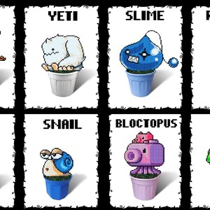 Maplestory Figures, Blue Slime, Blue Snail, Ribbon Pig, Yeti, Bloctopus ...
