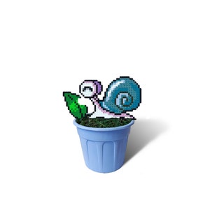 Maplestory Snail in Plant Pot, Maplestory Figure, Blue Snail, Gift for ...