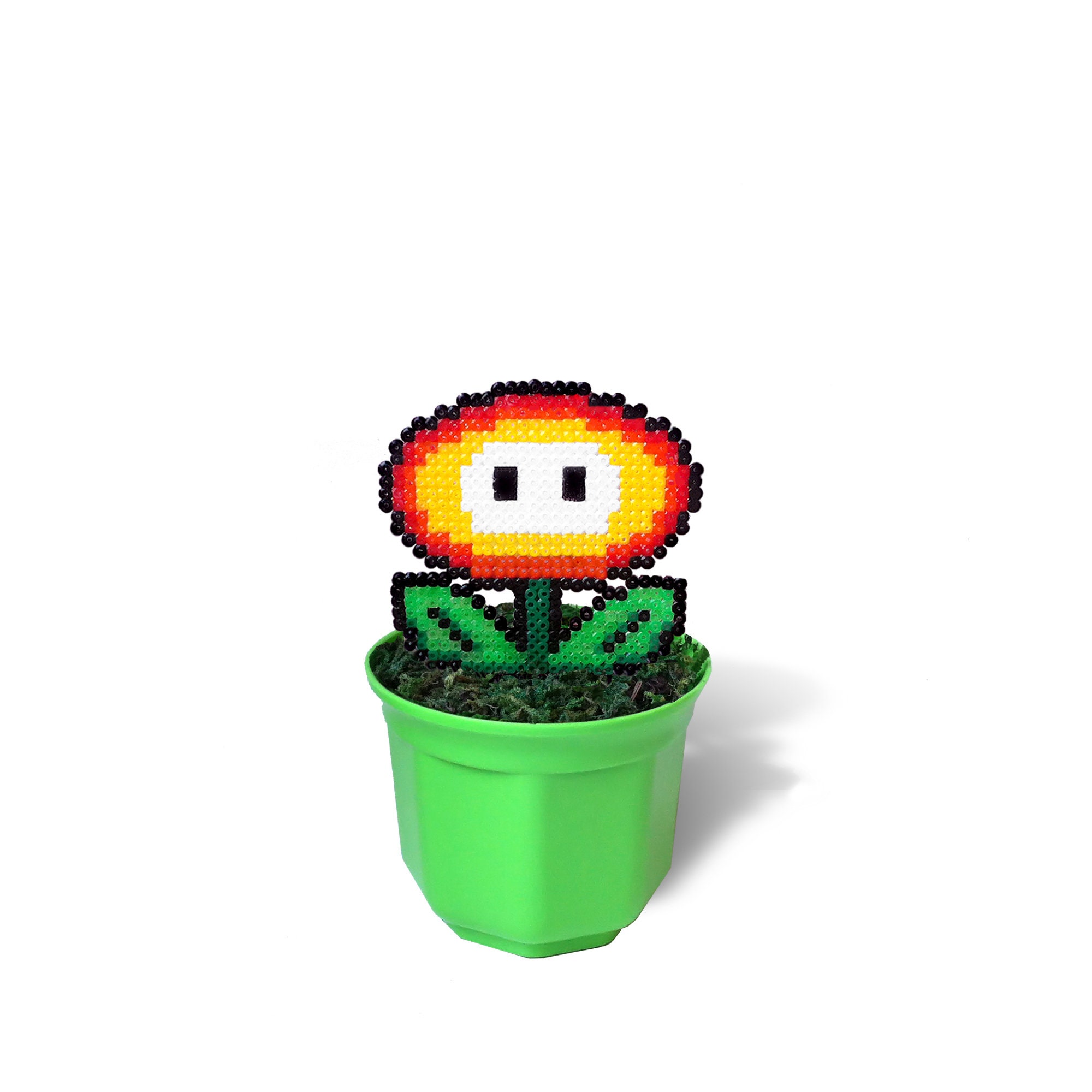 Pixel Art Fire Flower Super Mario with Pot 5.5 Perler | Etsy