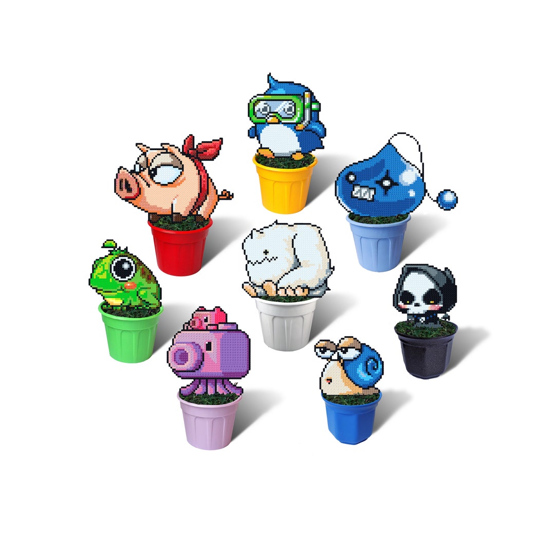 Maplestory Figures, Blue Slime, Blue Snail, Ribbon Pig, Yeti, Bloctopus ...