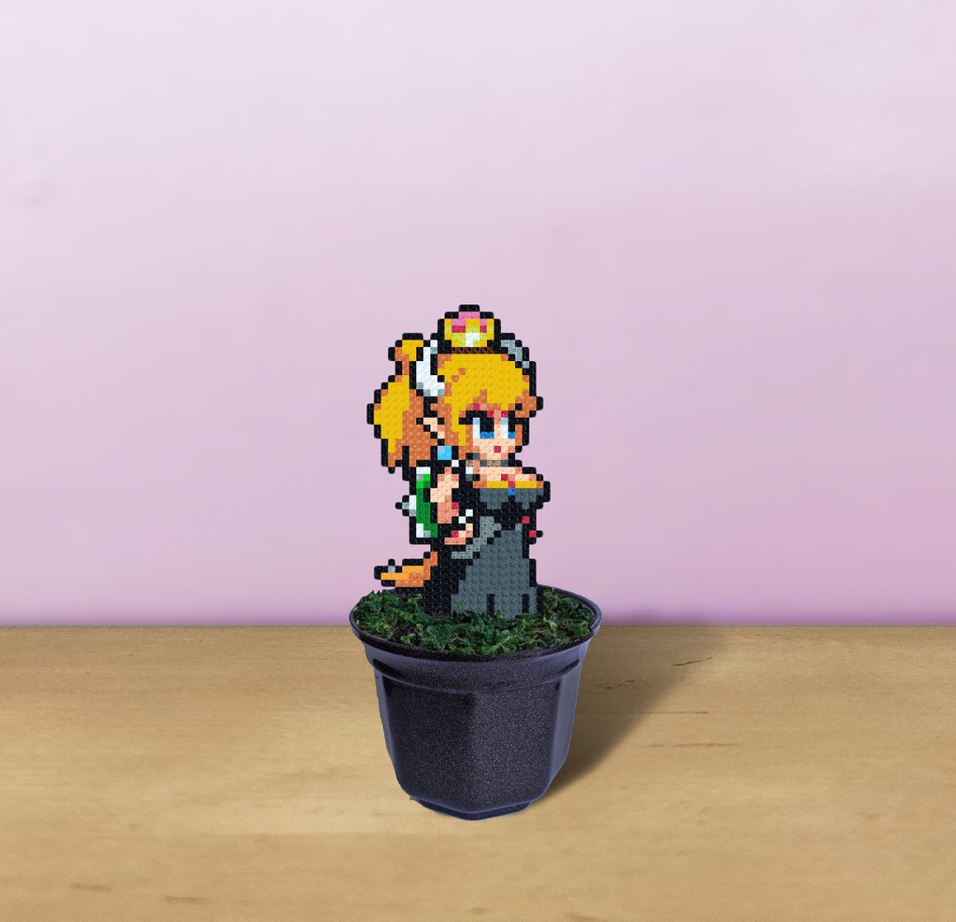 Bowsette Figurine in Plant Pot, Free-standing or Magnet, Perfect Gift ...