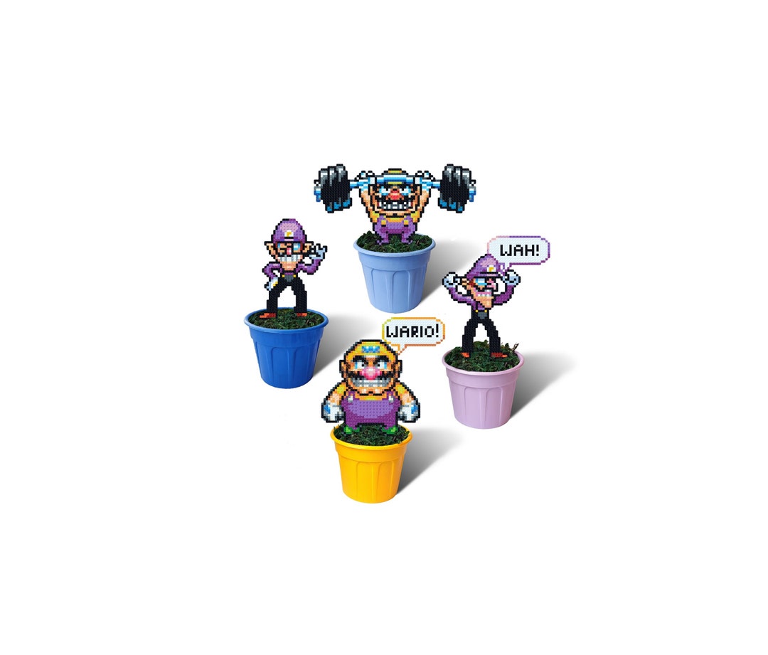 Wario & Waluigi Figurines in Plant Pots – Super Mario Party Figures ...