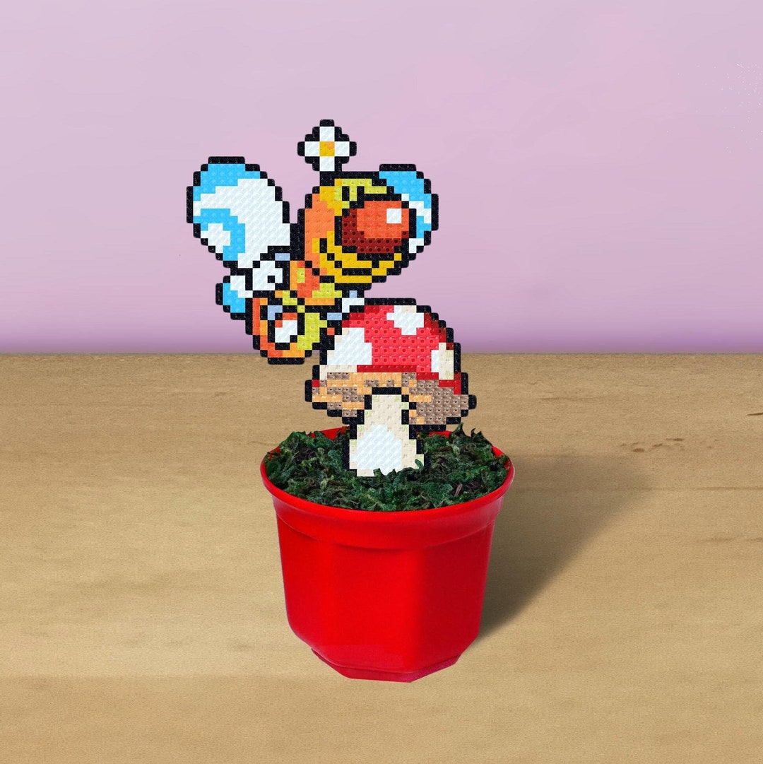 Flutter Figurine With Red Mushroom in Plant Pot, Bug Lovers Idea ...