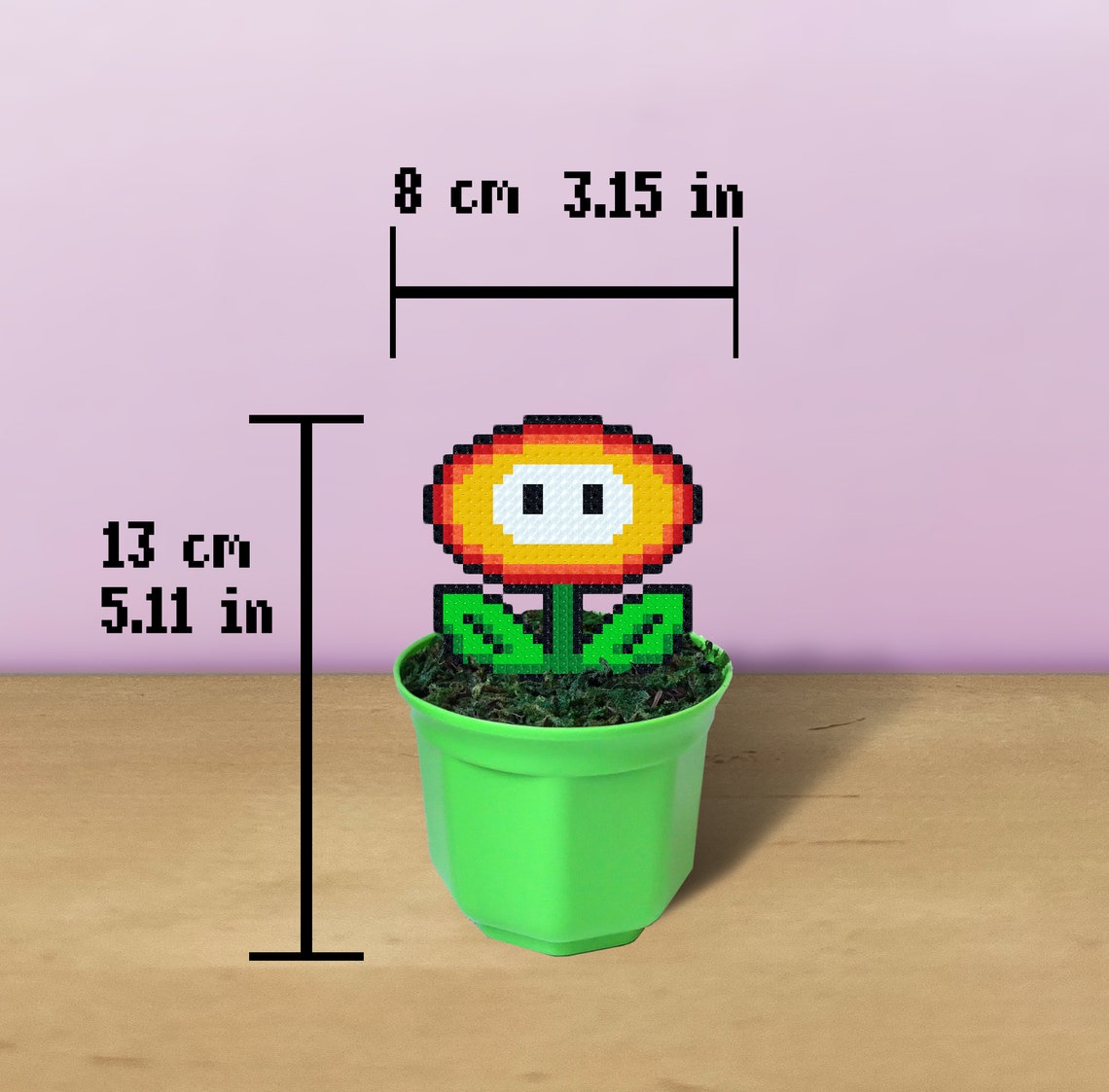 Pixel Art Fire Flower Super Mario With Pot 5.5 Mario - Etsy UK