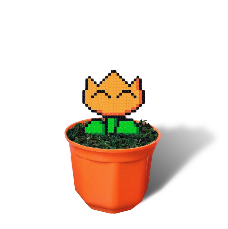 Pixel Art Fire Flower Super Mario With Pot 5.5 Mario - Etsy UK