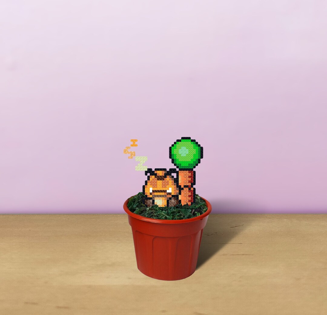 Relaxed Goomba Figure in Plant Pot, Super Mario Bros Diorama, Free ...