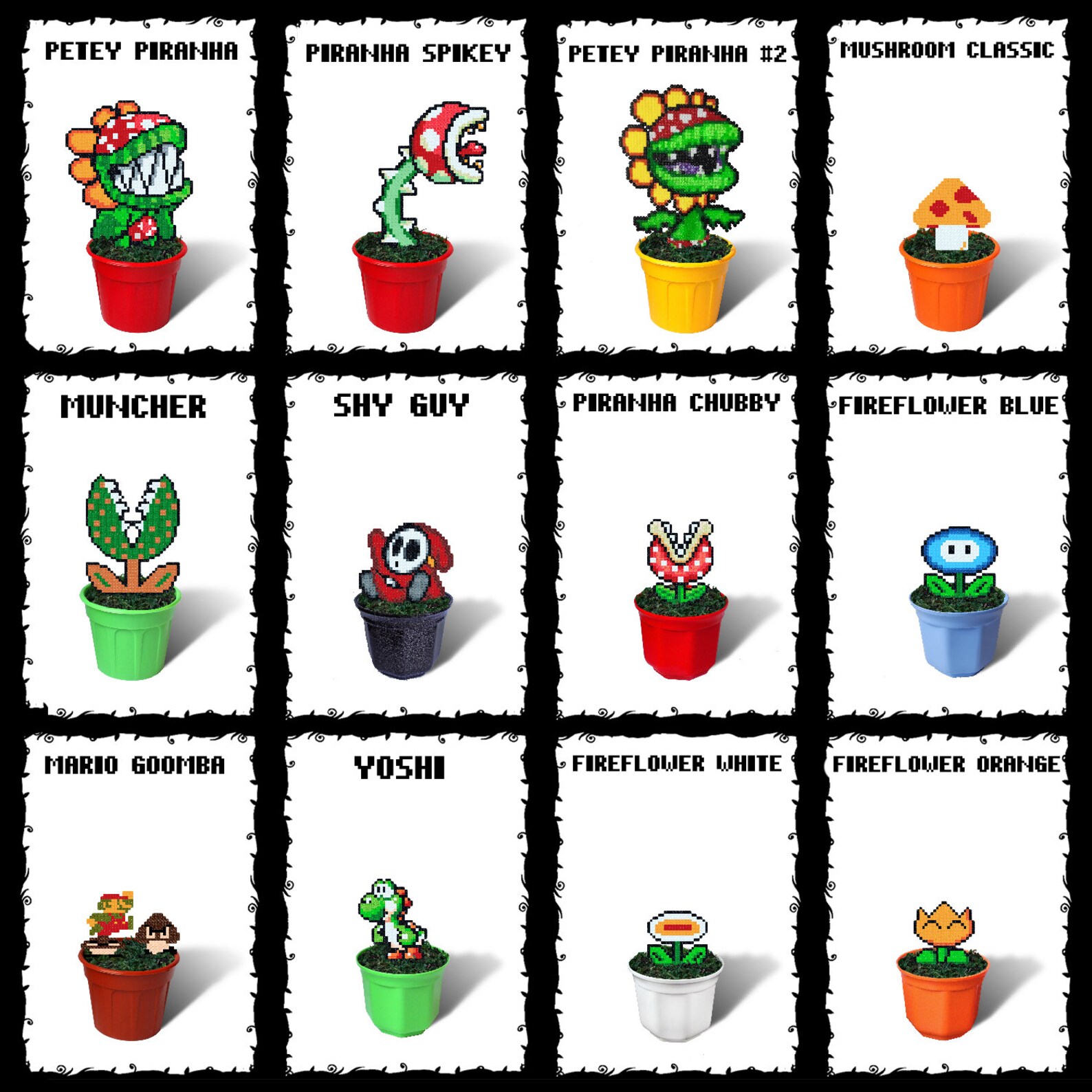 Super Mario Bros Figures Piranha Plant Mushroom Classic | Etsy