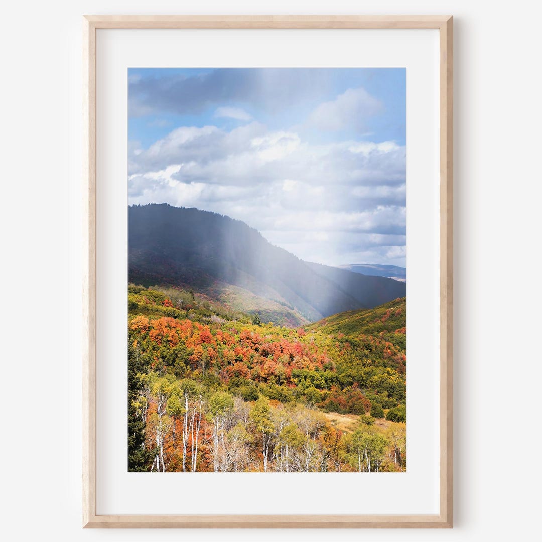 Fall Mountain Art Print Digital Download | Colorful Autumn Leaves ...