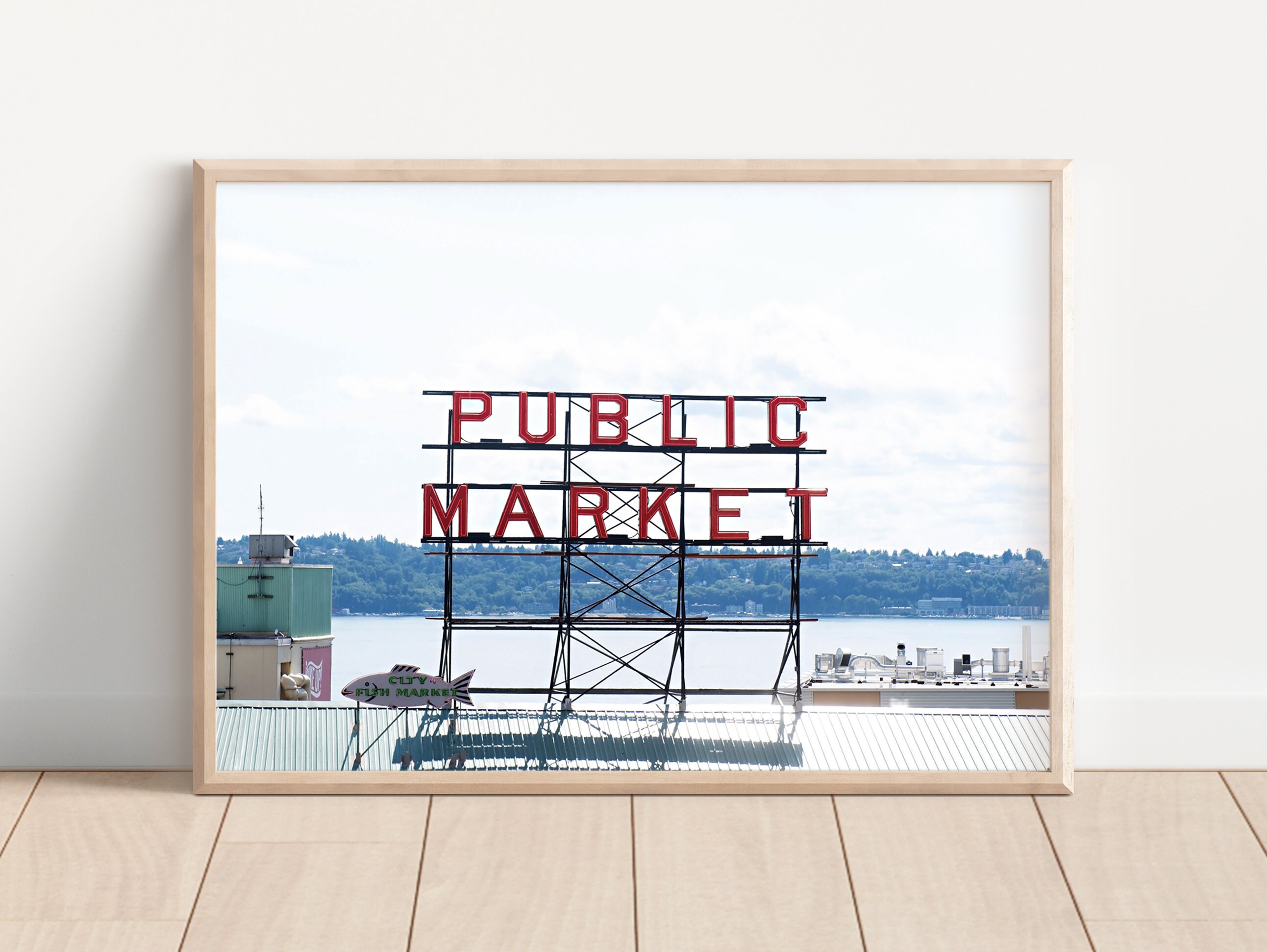 Seattle Public Market Pikes Place Sign Seattle Print - Etsy