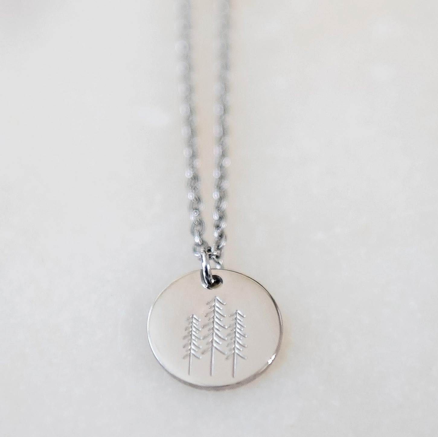Pine Trees Necklace, Stainless Steel Necklace, Mountain Jewelry, Pine ...