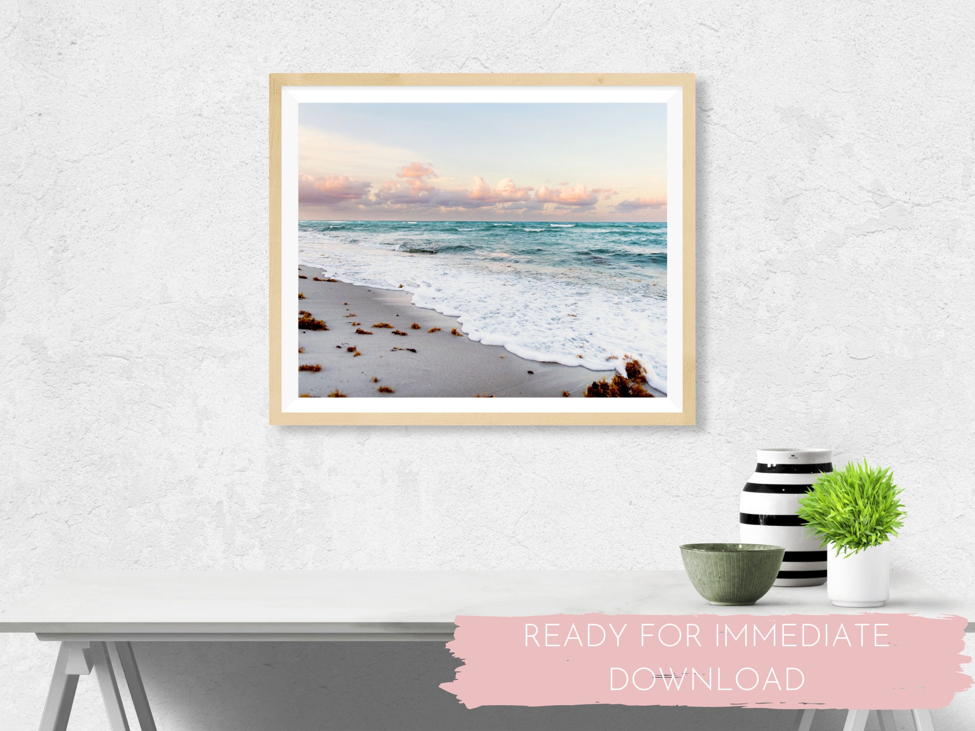 coastal digital print vintage look printable wall art miami tropical ...