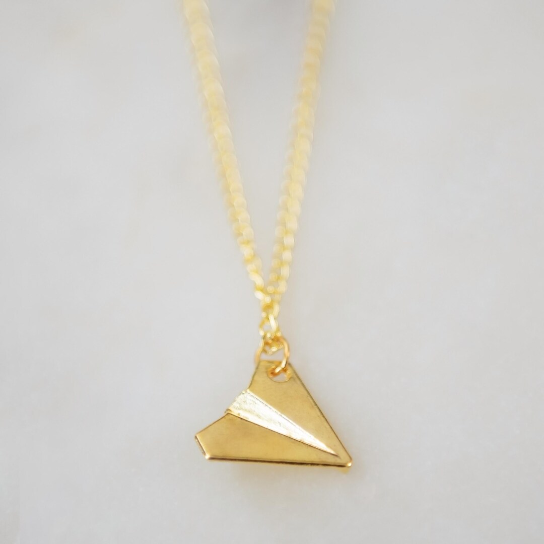 Gold Paper Airplane Necklace | Stainless Steel | Travel Jewelry - Etsy