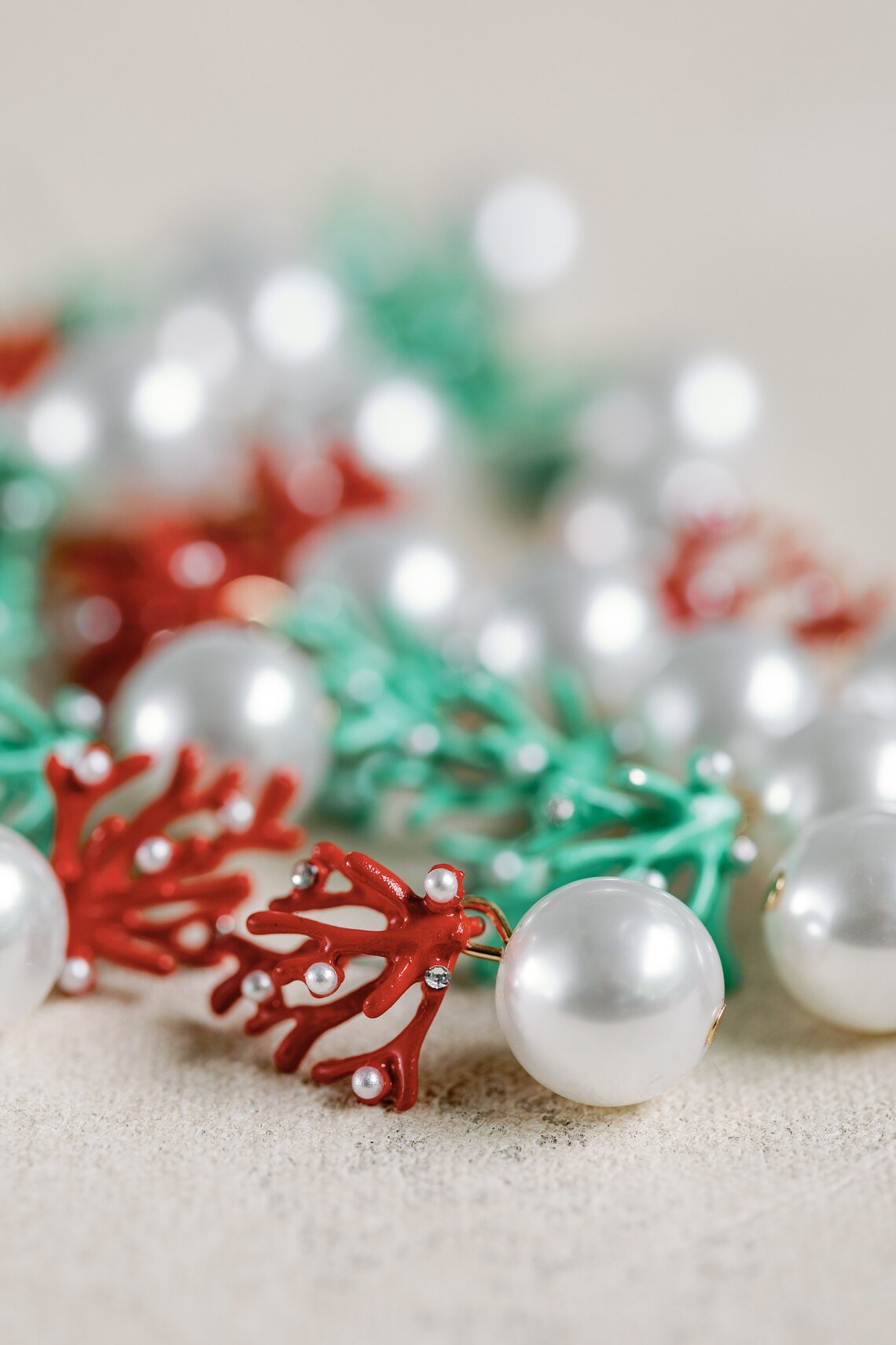 Pearl and Red Coral Mini Statement Earrings - Etsy