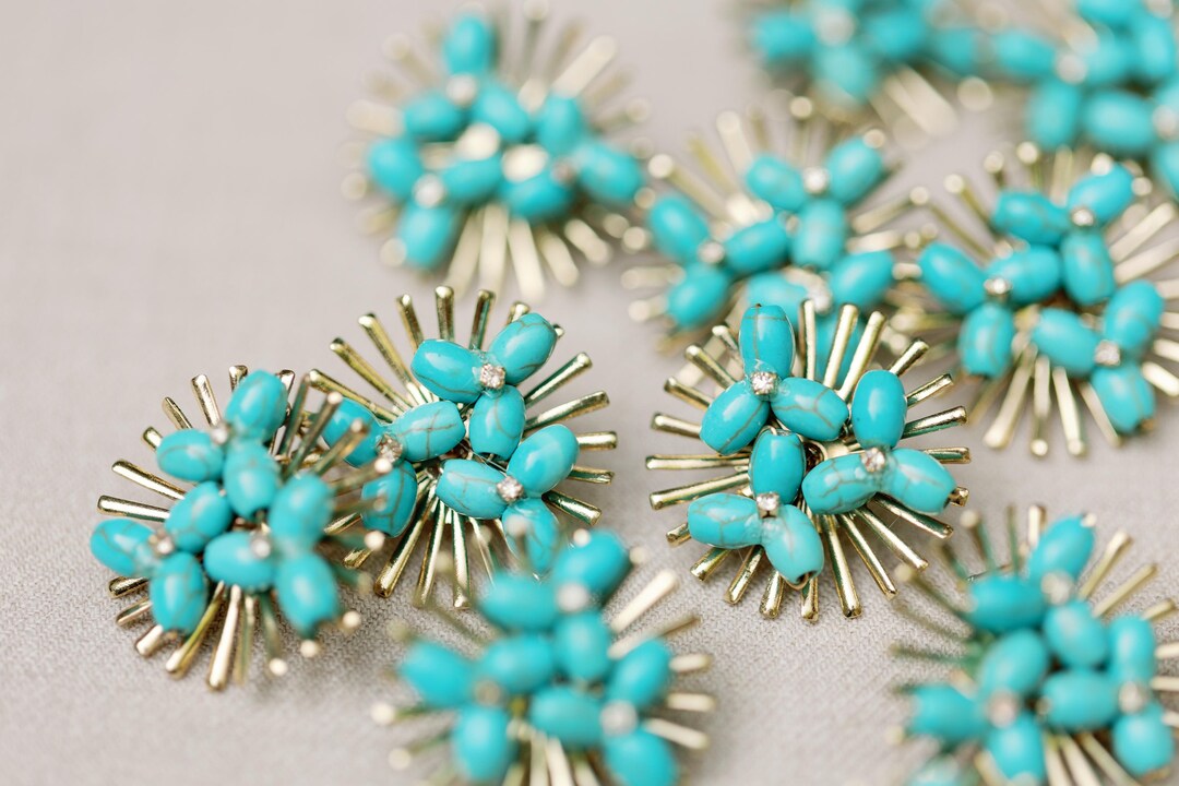 Turquoise Sunburst Studs - Etsy