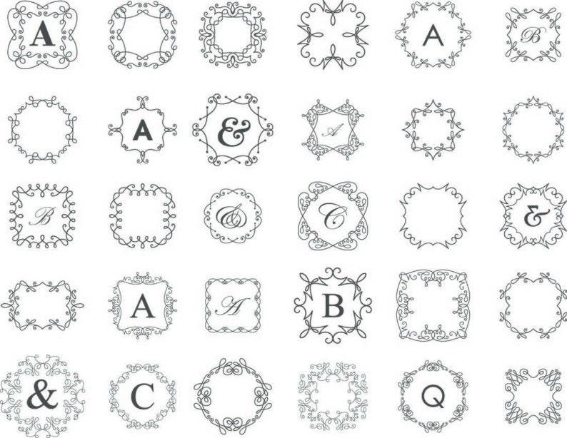 Monogram Border Set SVG Descarga digital - Etsy México