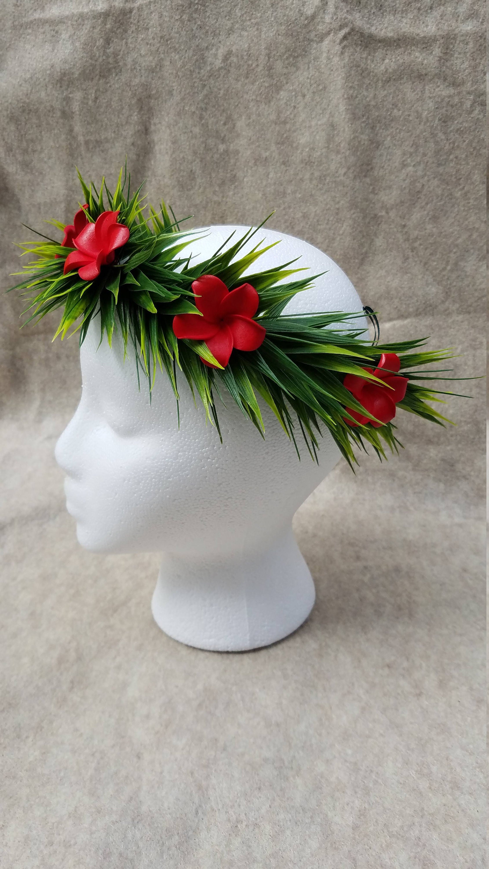 Red Plumeria Hawaiian Flower Crown / Haku Lei | Etsy