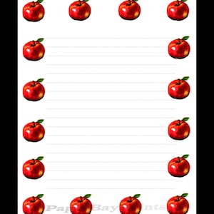 Printable Paper With Apple Border Scrapbook Paper Lined | Etsy