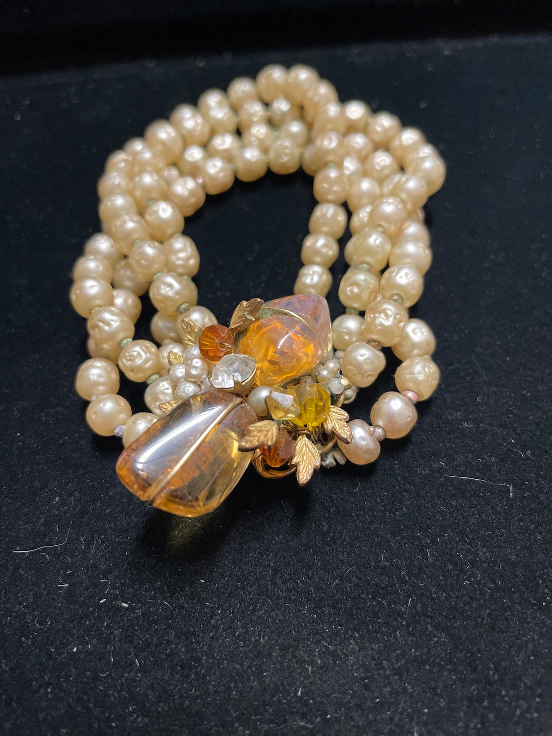 1940’s Robert De Mario N.Y.C. Bracelet Signed Four Strand Baroque Pearl ...