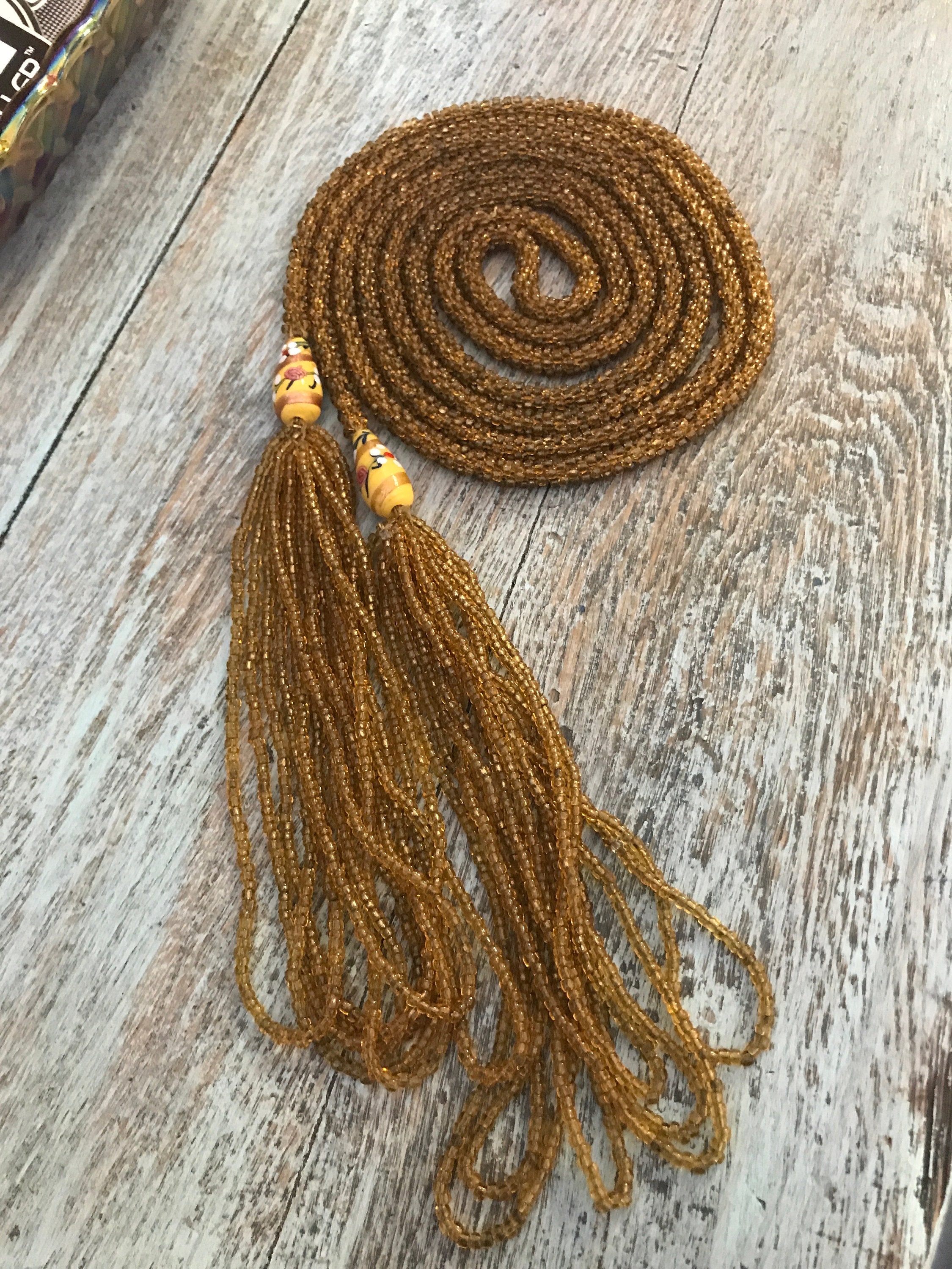 1920's Flapper Deco Braided Glass Bead Tassel Sautior 83 Larait ...