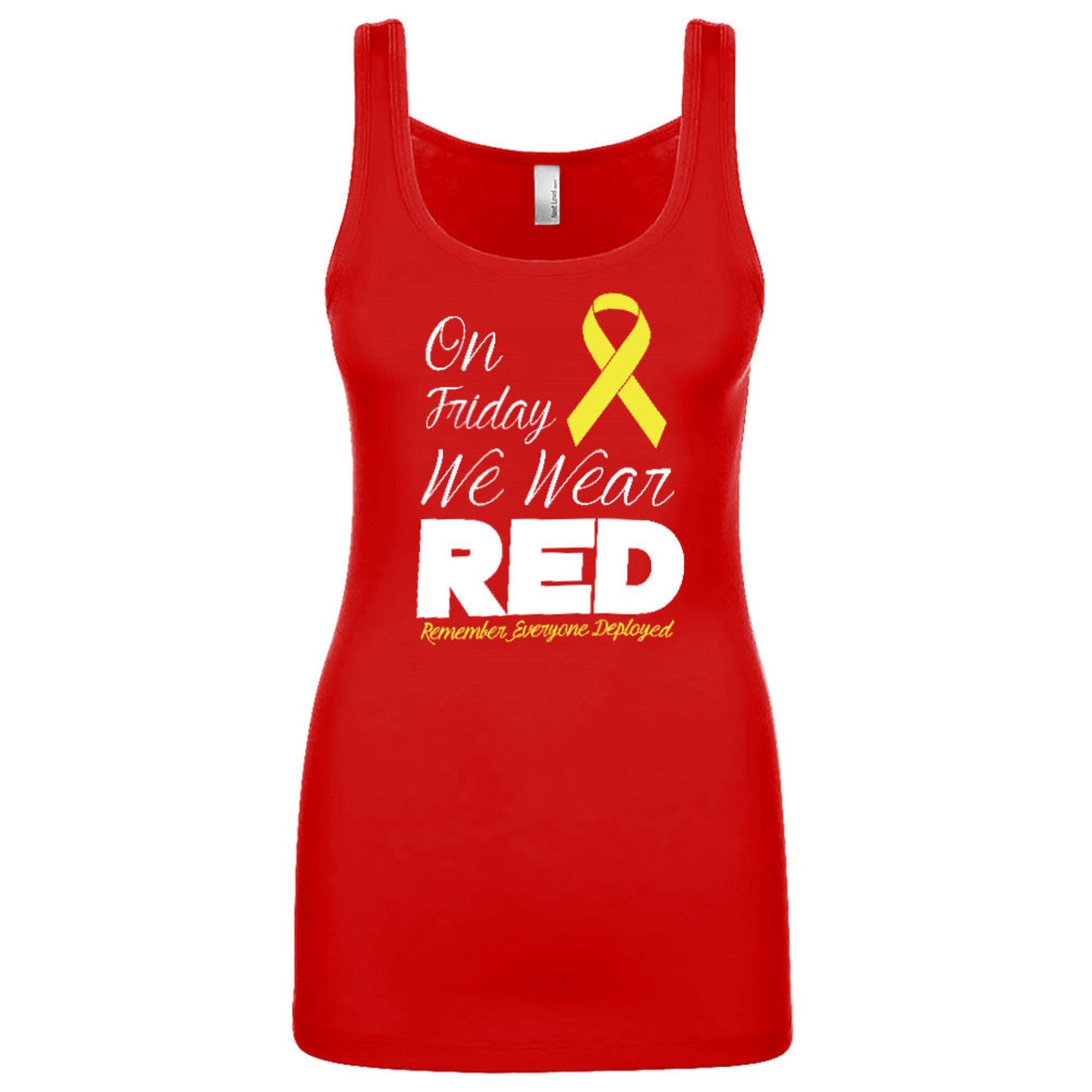 Ladies on Friday We Wear RED Friday Yellow Ribbon Tank Top - Etsy