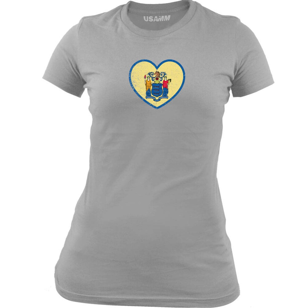 Original Ladies New Jersey Heart State Flag T-shirt - Etsy