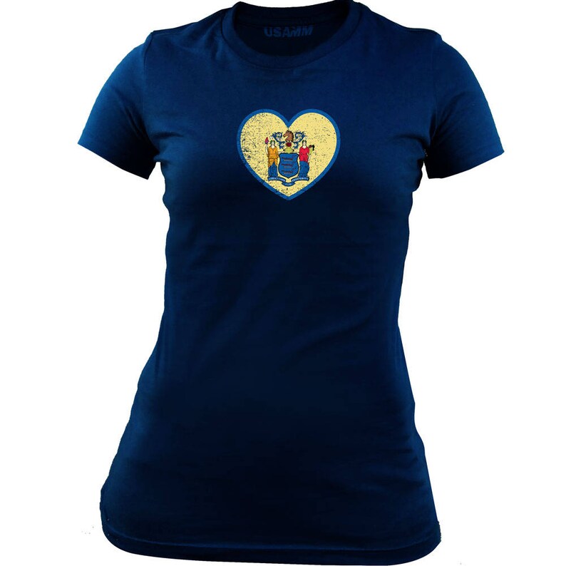 Original Ladies New Jersey Heart State Flag T-shirt - Etsy