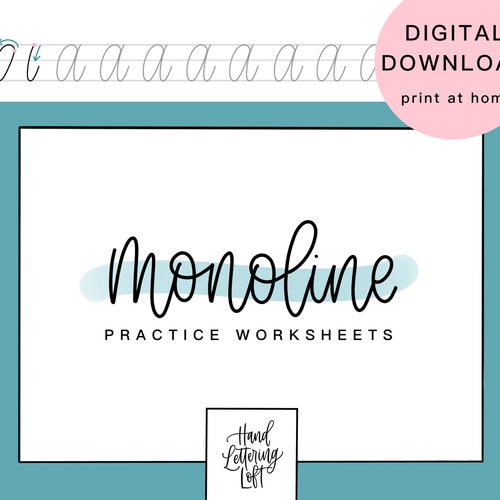 Monoline Printable Handlettering Worksheets Intro to - Etsy