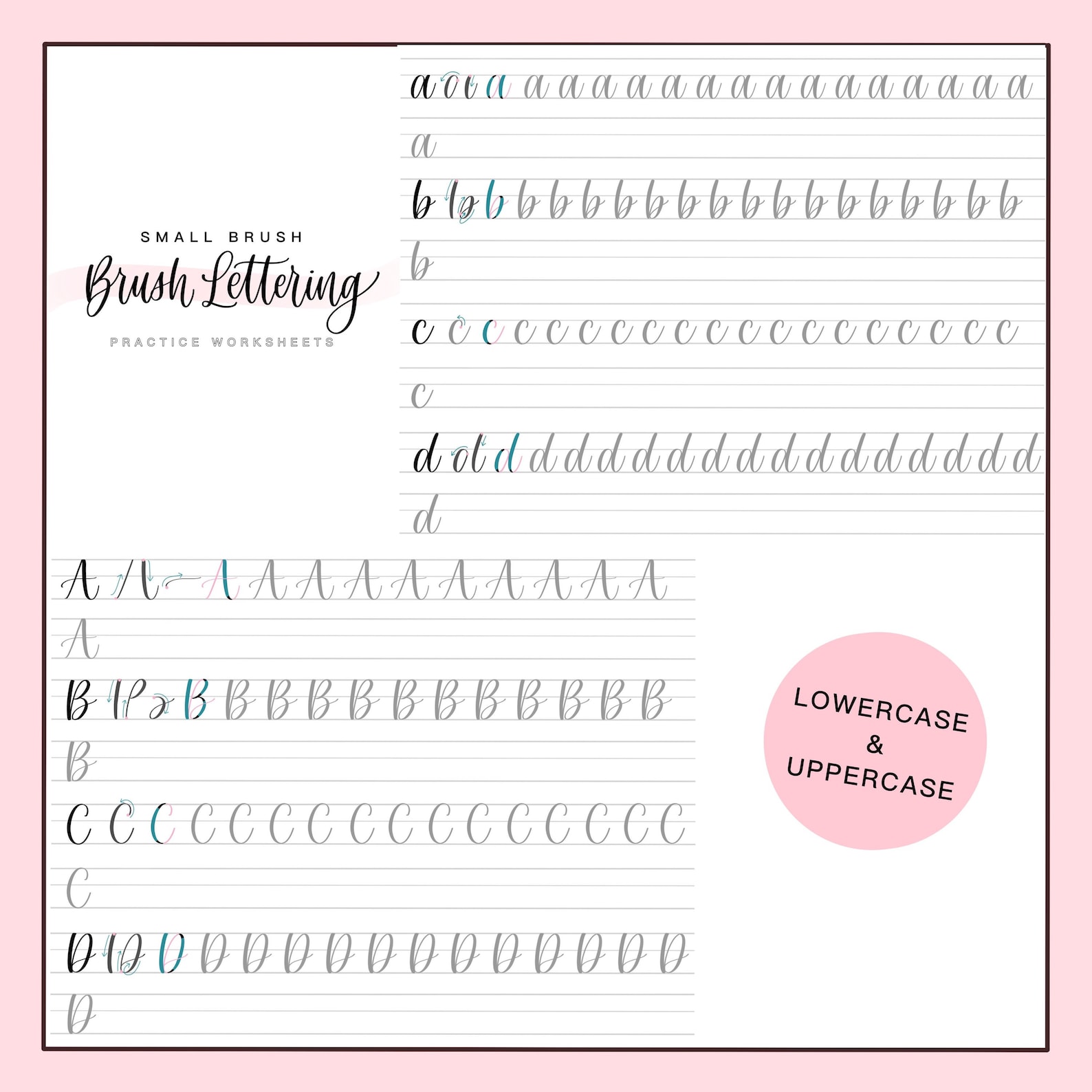 Brush Lettering Practice for Beginners, Small Brush Pen, Intro Practice ...