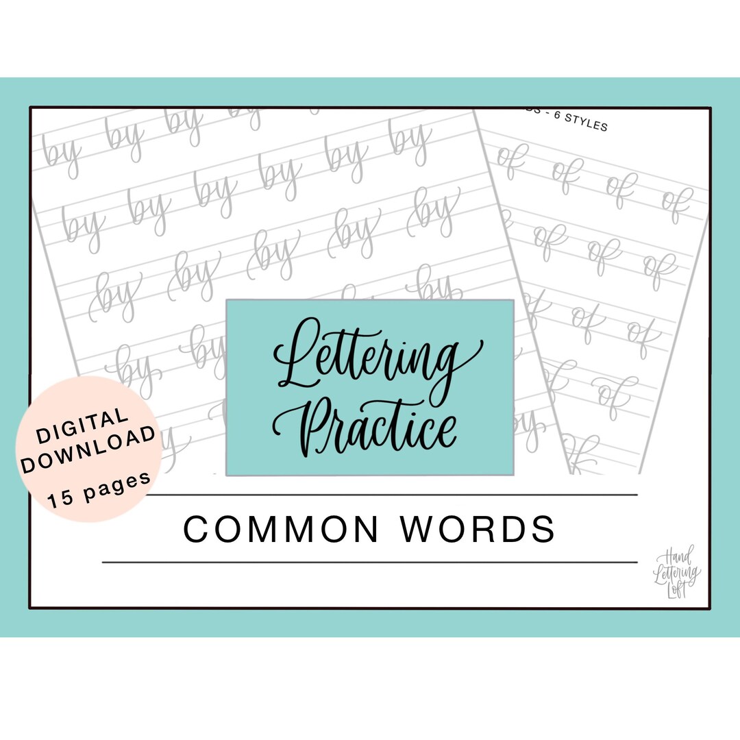 Common Words Lettering Practice Sheets Digital Download, Basic and ...
